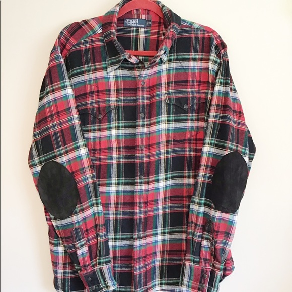 Polo Ralph Lauren | Shirts | Polo Ralph Laurenflannel Elbow Patch Shirt ...